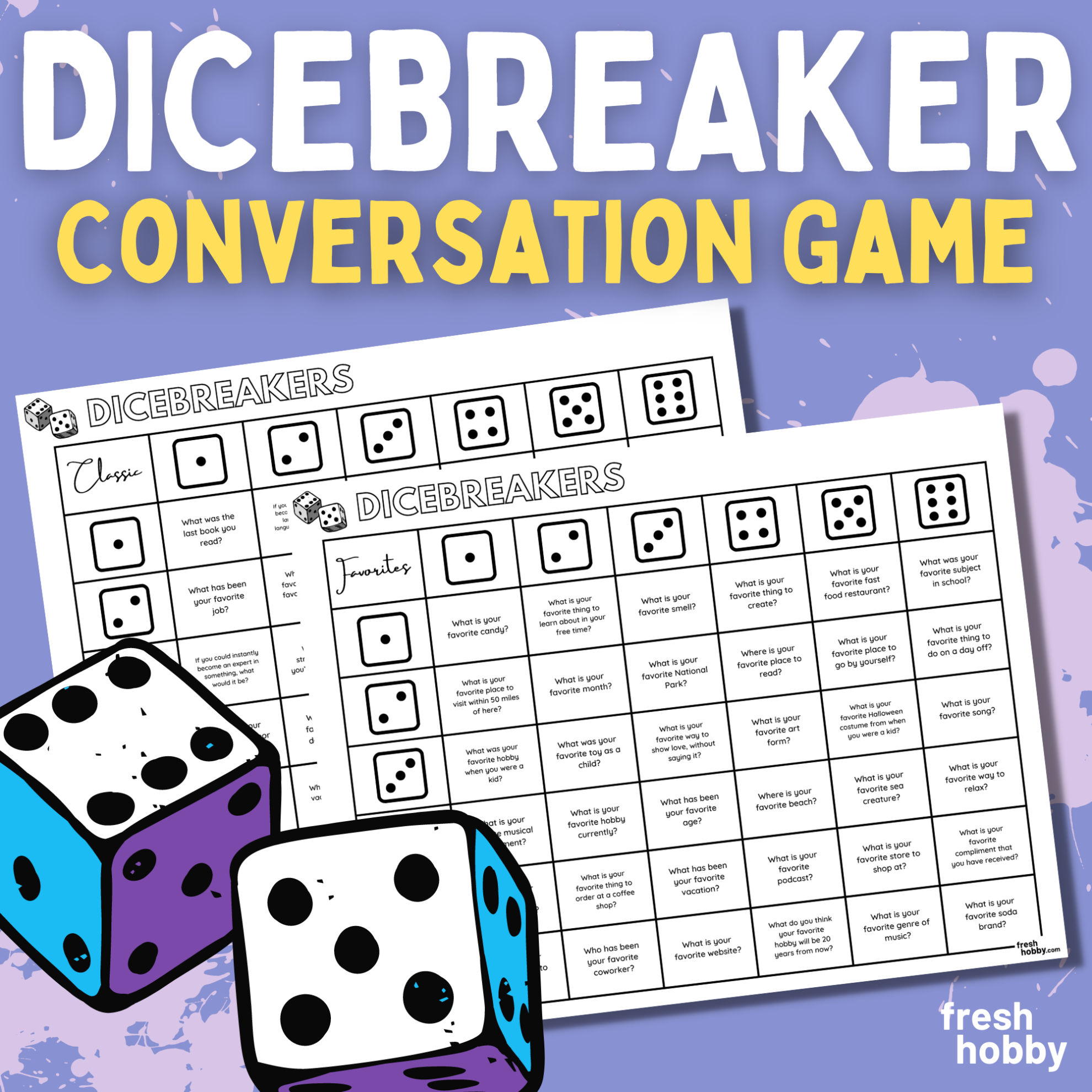 DICEBREAKER: Simple Icebreaker Conversation Game for All Ages - Fresh Hobby